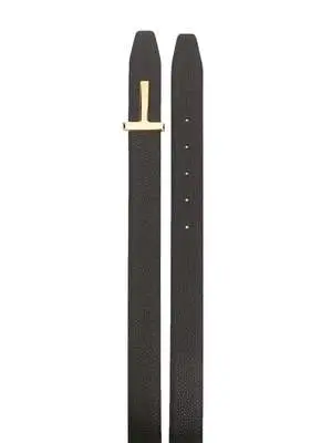 TOM FORD Grained Leather T-buckle Belt - Brown