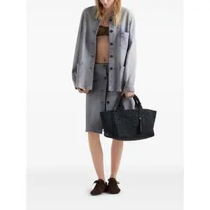 Prada Raffia-effect Tote Bag With Embroidered Logo