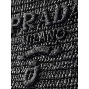 Prada Raffia-effect Tote Bag With Embroidered Logo