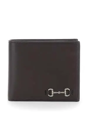 Gucci Bi-fold Wallet With Horsebit On The Front And Logo Imprinted Inside In Leather - Brown