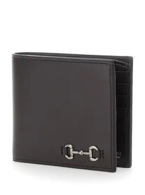 Gucci Bi-fold Wallet With Horsebit On The Front And Logo Imprinted Inside In Leather