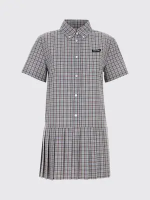 Miu Miu Miu Miu Pleated Plaid Shirt Dress Red
