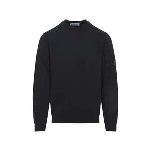Stone Island STONE ISLAND Crew Neck Long Sleeve Cotton Sweatshirt With Patch Detail Black