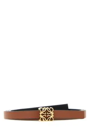 Loewe Caramel Leather Reversible Belt With Golden Metal Finishing - Brown