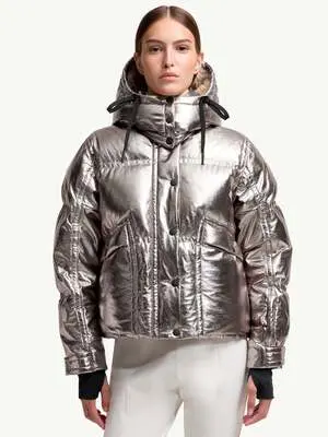 Moncler Celaque Metallic Puffer Jacket - Silver