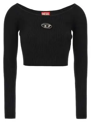DIESEL® DIESEL M-Vera-Ls Ribbed Crop Sweater With Cut Out Detail Black
