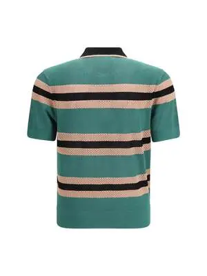 Dries Van Noten Striped Polo Shirt - Green
