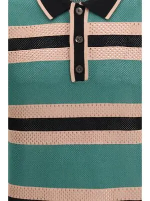 Dries Van Noten Striped Polo Shirt - Green