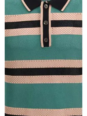 Dries Van Noten Striped Polo Shirt - Green