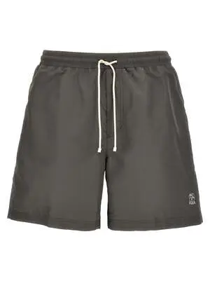 Brunello Cucinelli Logo Swimsuit - Gray