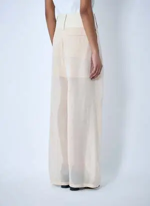Sportmax High Waist Wide-leg Sheer Trousers - Cream