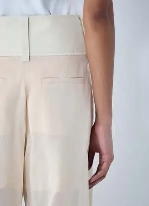 Sportmax High Waist Wide-leg Sheer Trousers - Cream