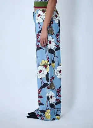 Marni Wide-leg Floral Print Viscose Trousers