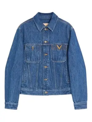 Valentino Garavani Denim Jacket With Vlogo - Blue