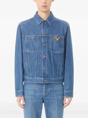 Valentino Garavani Denim Jacket With Vlogo - Blue