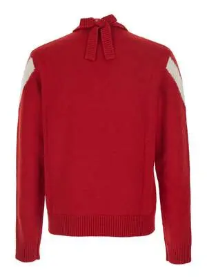 Valentino Garavani Wool V-neck Sweater With Rear Bow Detail
