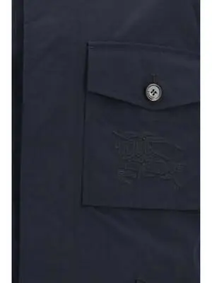 Burberry Bradmore Nylon Jacket With Ekd Embroidery - Blue