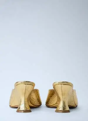 Dries Van Noten Sculpted Heel Open Toe Mules - Gold