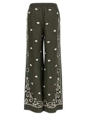 P.a.r.o.s.h Beach26' Wide Leg Linen Pants With All-over Embroidery - Green