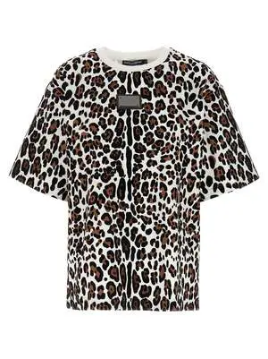 Dolce & Gabbana Animal Print Logo Plaque T-shirt - Multicolor