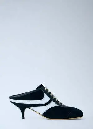 Dries Van Noten Lace-up Suede And Leather Mule Heels - Black
