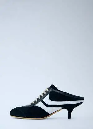 Dries Van Noten Lace-up Suede And Leather Mule Heels - Black