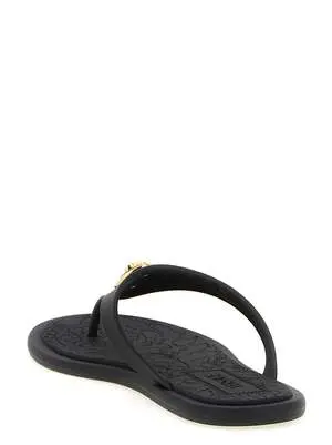 Versace Alia Rubber Medusa Flip Flop Sandals - Black