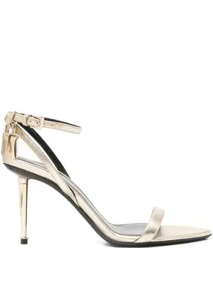 TOM FORD Ankle-strap Padlock 90 Mid Heel Sandals - Silver