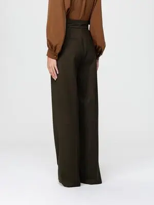 Max Mara Wool Wide Leg Trousers - Green