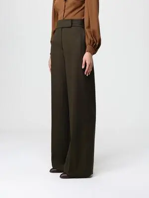 Max Mara Wool Wide Leg Trousers - Green