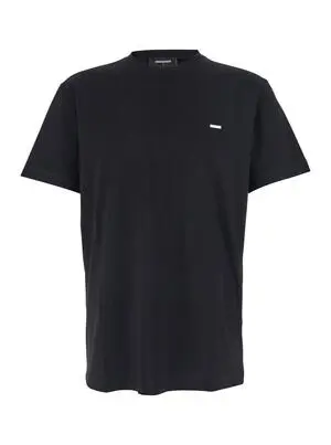 Dsquared2 Crewneck T-shirt With Patch Logo On The Front In Cotton - Multicolor