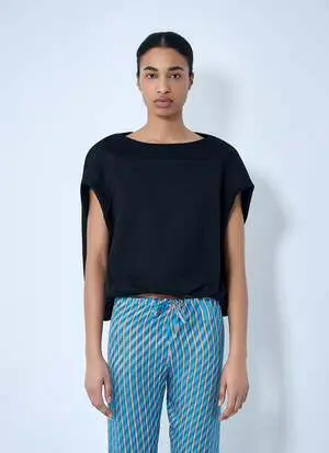 Dries Van Noten Draped Sleeve Top - Black