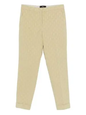 Etro Cropped Cotton Jacquard Trousers With Micro Paisley Motif - Multicolor
