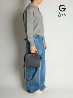 Fendi Iseeu Small Leather Handbag With Removable Pocket - Gray