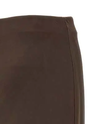 Brunello Cucinelli Viscose Blend Slit Skirt - Brown