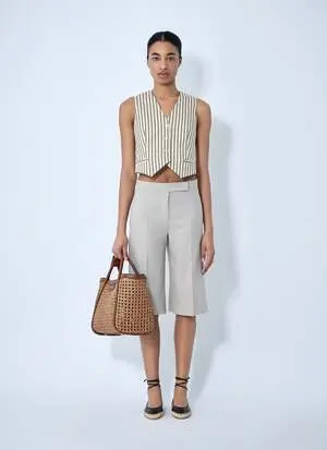 Max Mara Striped Cotton Silk Waistcoat - Cream
