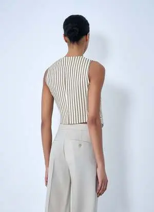 Max Mara Striped Cotton Silk Waistcoat - Cream