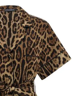Dolce & Gabbana Leopard Print Silk Shirt With Belt