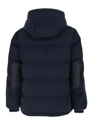 Bottega Veneta Down Jacket With Intreccio Motif Leather Patches - Multicolor