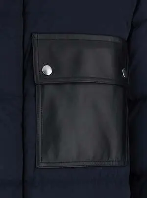 Bottega Veneta Down Jacket With Intreccio Motif Leather Patches - Multicolor