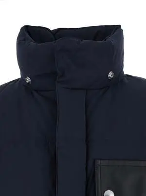 Bottega Veneta Down Jacket With Intreccio Motif Leather Patches - Multicolor