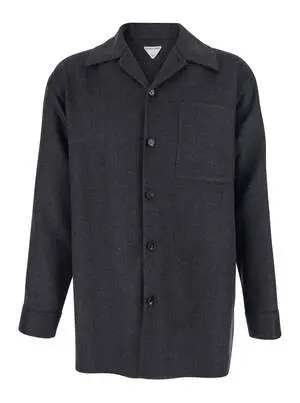 Bottega Veneta Grey Jacket With Wide Notched Revers In Cashmere And Silk - Multicolor