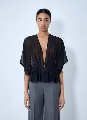 Max Mara MAX MARA Sheer Silk Blouse Black
