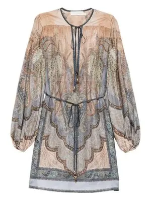 Zimmermann Wanderlust Tie-neck Tunic Dress - Blue