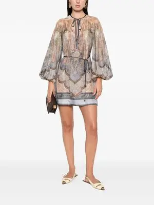 Zimmermann Wanderlust Tie-neck Tunic Dress - Blue