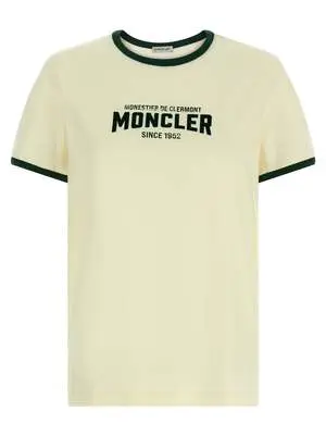 Moncler Flocked Logo Cotton T-shirt - Cream