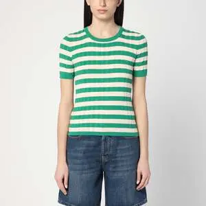 ROBERTO COLLINA Striped Cotton Sweater - Green