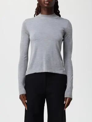 Max Mara Long Sleeve Mock Neck Silk Sweater - Gray