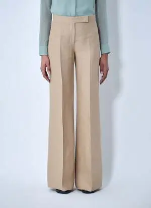Max Mara High-waisted Wide-leg Textured Linen Trousers - Cream