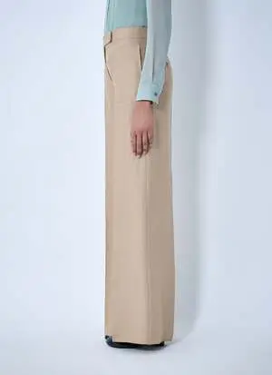 Max Mara High-waisted Wide-leg Textured Linen Trousers - Cream